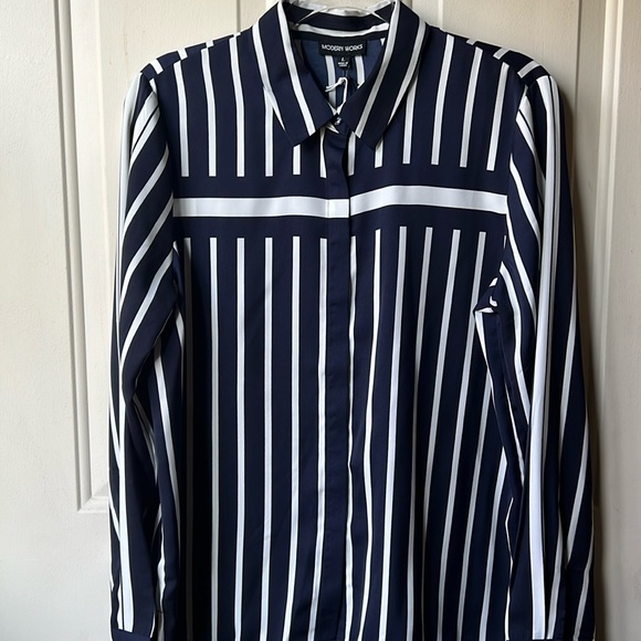 Modern Works | Tops | Nwt Modern Works Navywhite Stripe | Poshmark